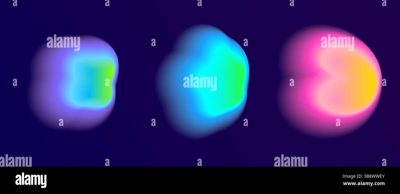 Set color neon irregular blob gradient, blend gradation. Abstract ...