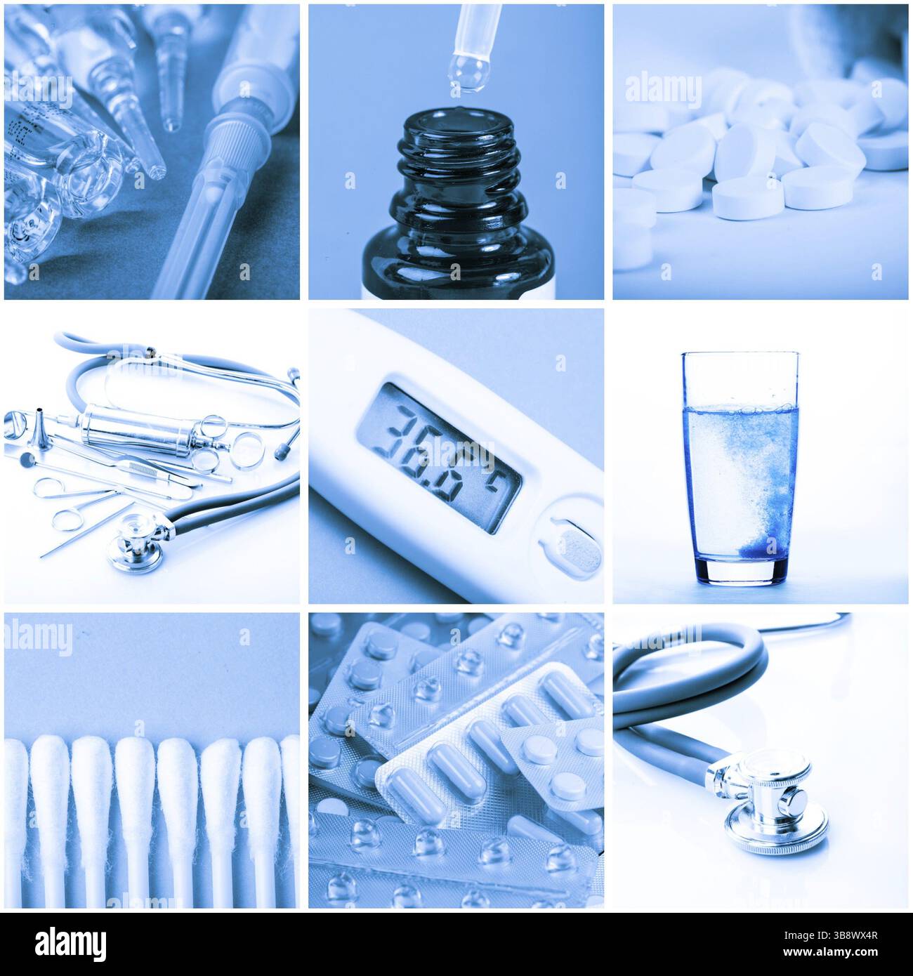 Medicine concept - tools and drugs in blue tone Stock Photo - Alamy