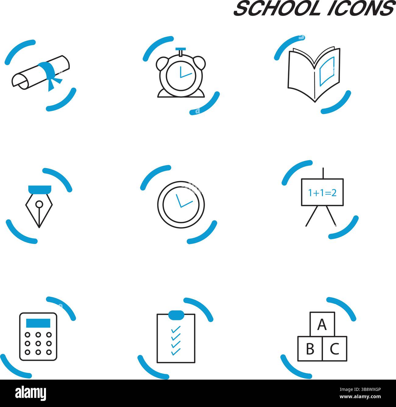 School tools outline pack. Vector illustration Stock Vector Image & Art ...