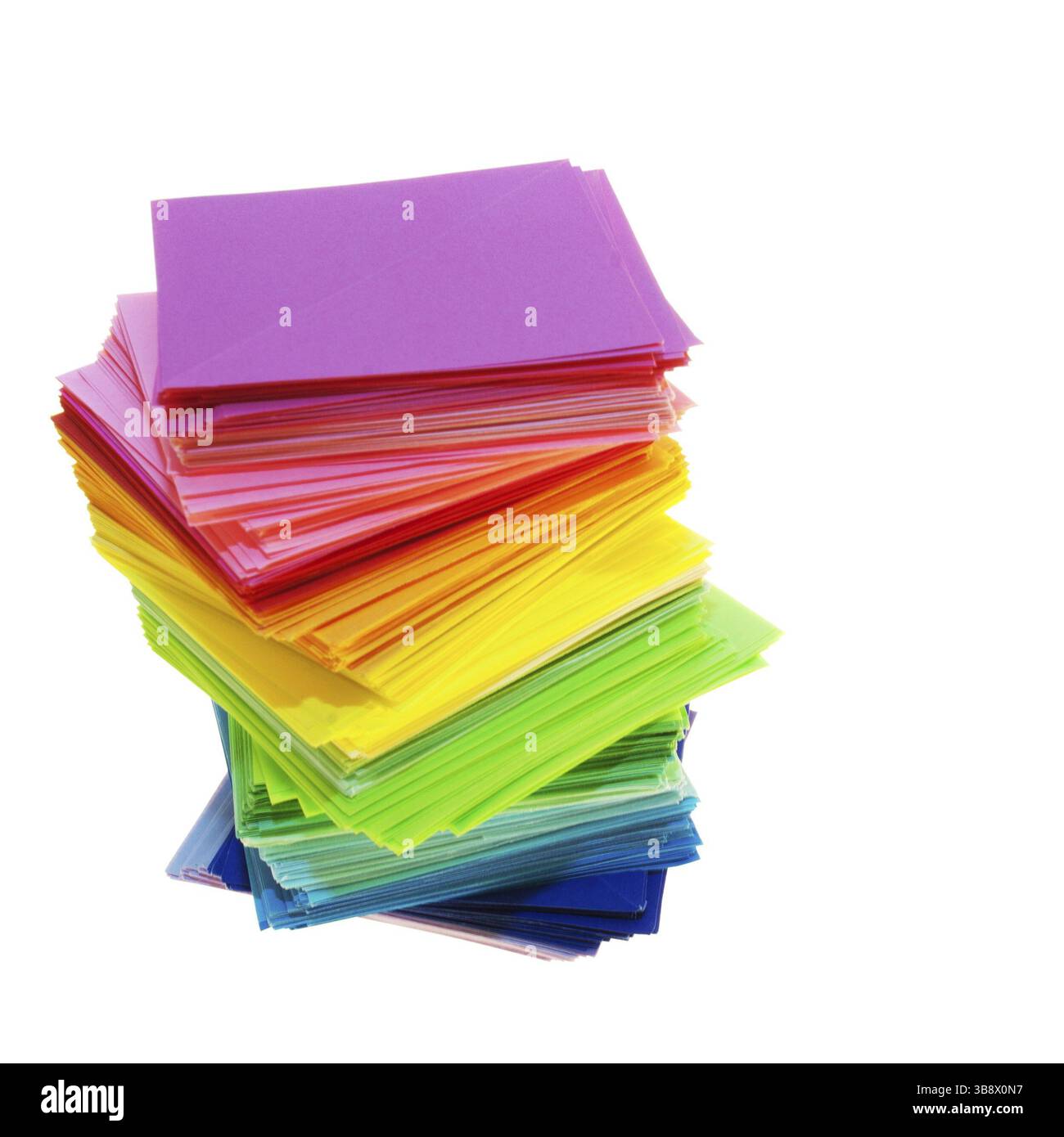 Various color paper stack like a rainbow isolated on white Stock Photo ...