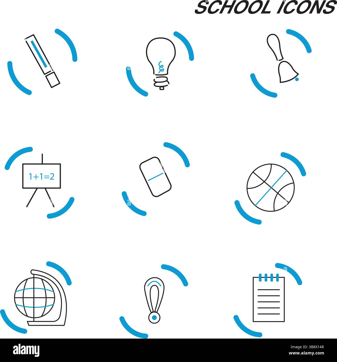 Creative study icons kit. Vector illustration Stock Vector Image & Art ...