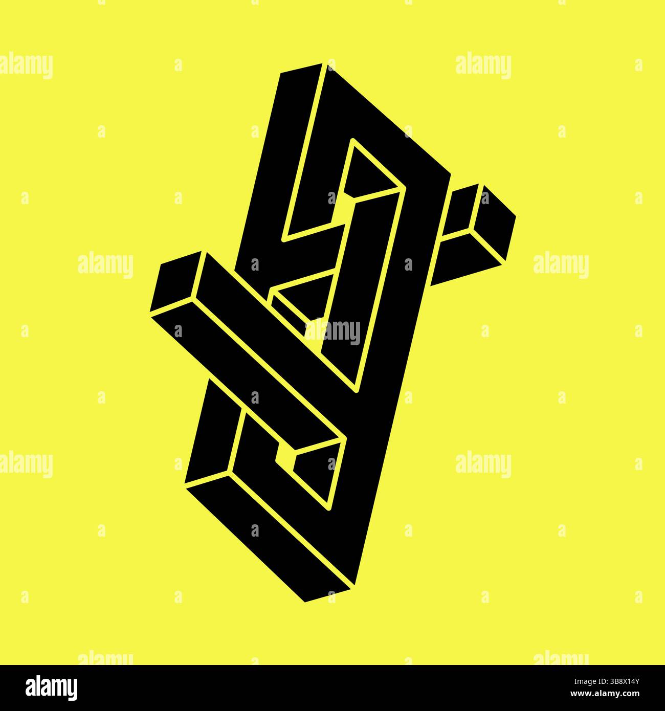 Escher paradox geometry. Optical illusion object. Sacred geometric figure. Optical art ...