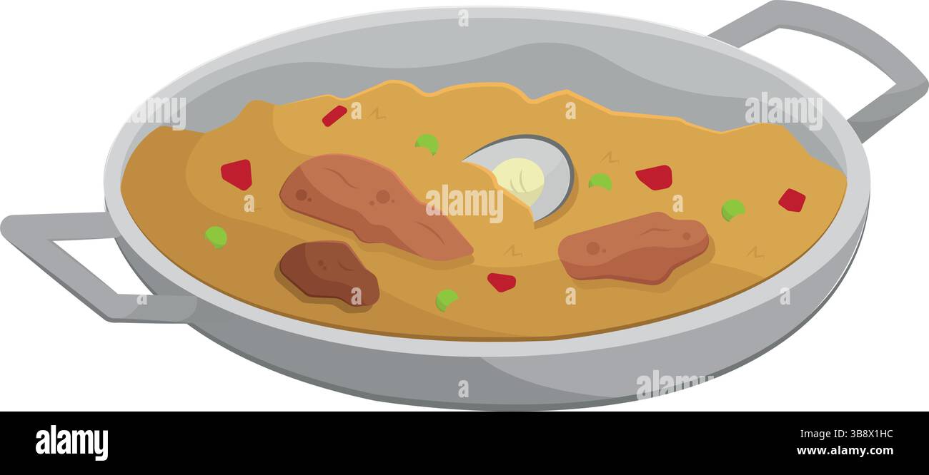 Traditional Spanish paella dish. Vector illustration Stock Vector Image ...