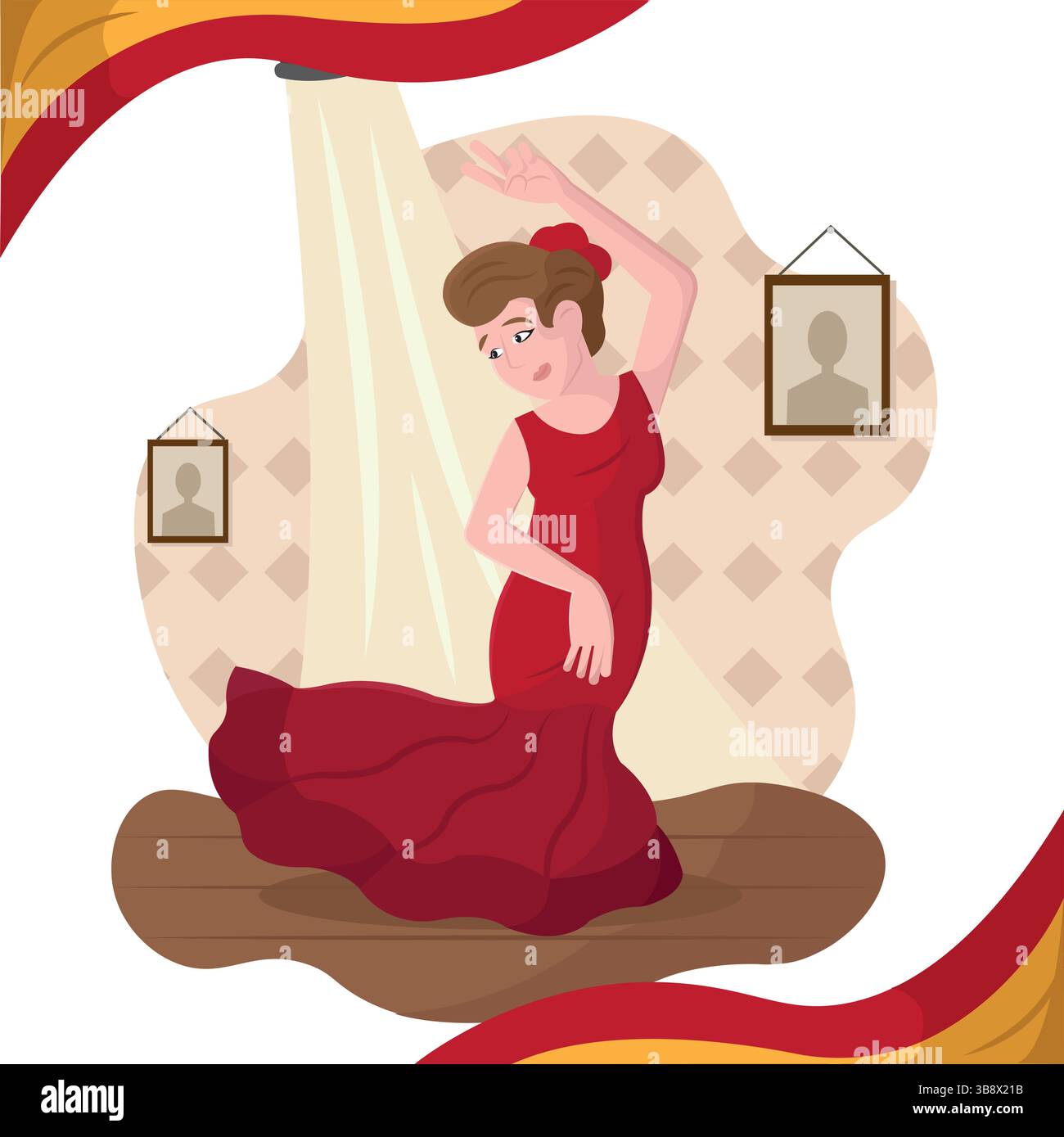 Flamenco dancer with red dress. Vector illustration Stock Vector Image ...