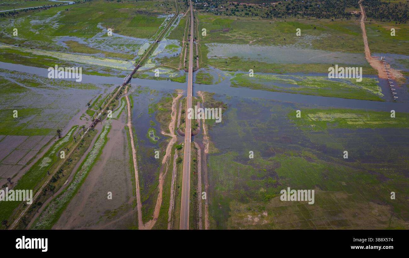 An eagle eye’s view of Tanzania’s central railway (left) as it crosses ...