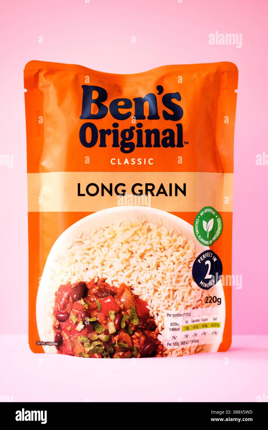 London UK, May 08 2025, Bens Classic Microwave Long Grain White Rice ...