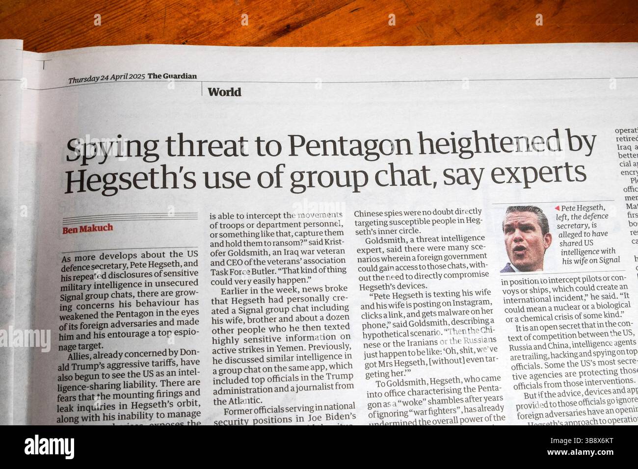'Spying threat to Pentagon heightened by (Pete) Hegseth 's use of group ...