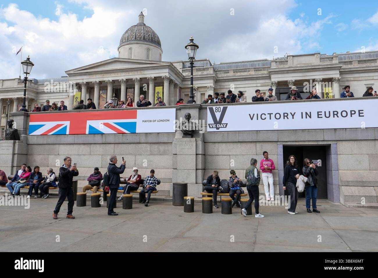 8th May 2025. London, England. People gather outside the National ...