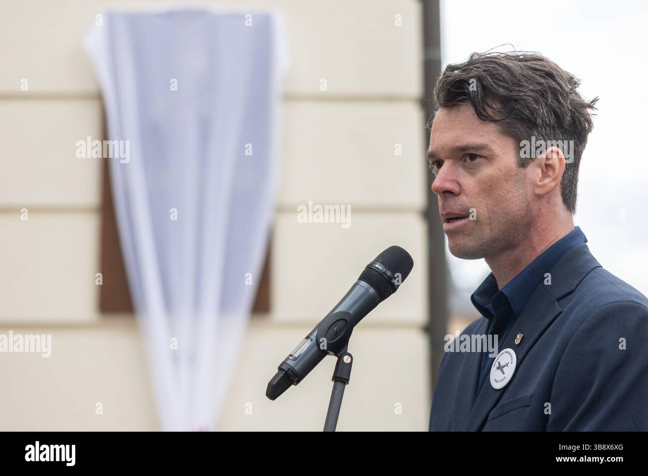 Humpolec, Czech Republic. 08th May, 2025. Mayor of Humpolec Petr Machek ...