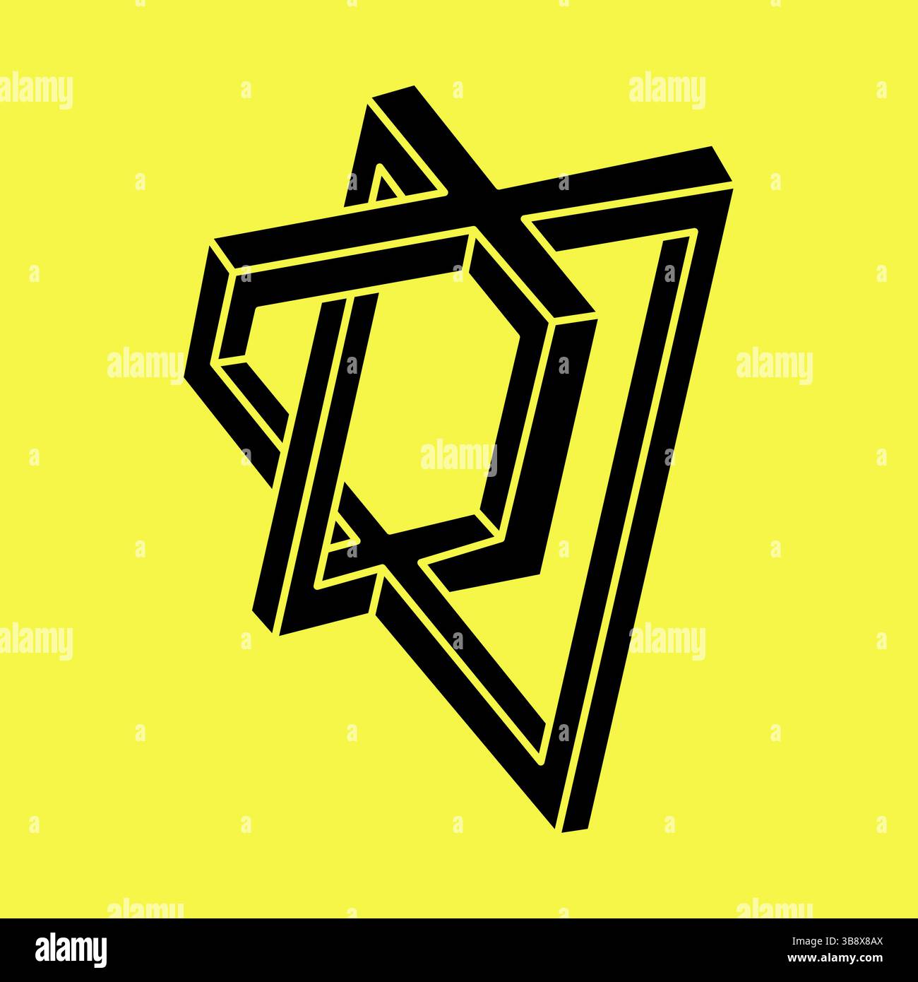 Impossible shapes logo design, optical illusion object. Escher paradox. Optical art. Sacred ...