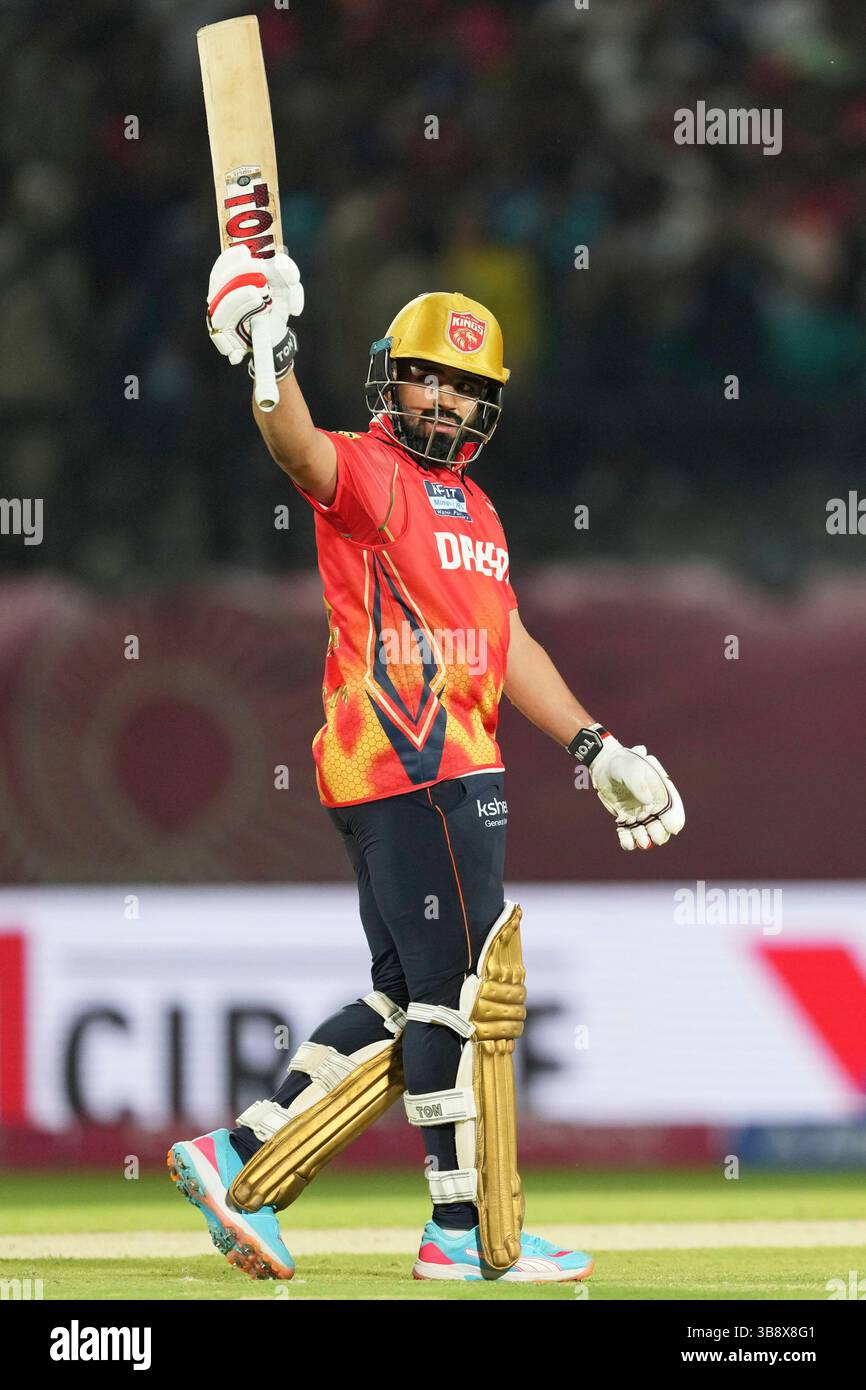 Punjab Kings' Prabhsimran Singh celebrates after scoring fifty runs ...