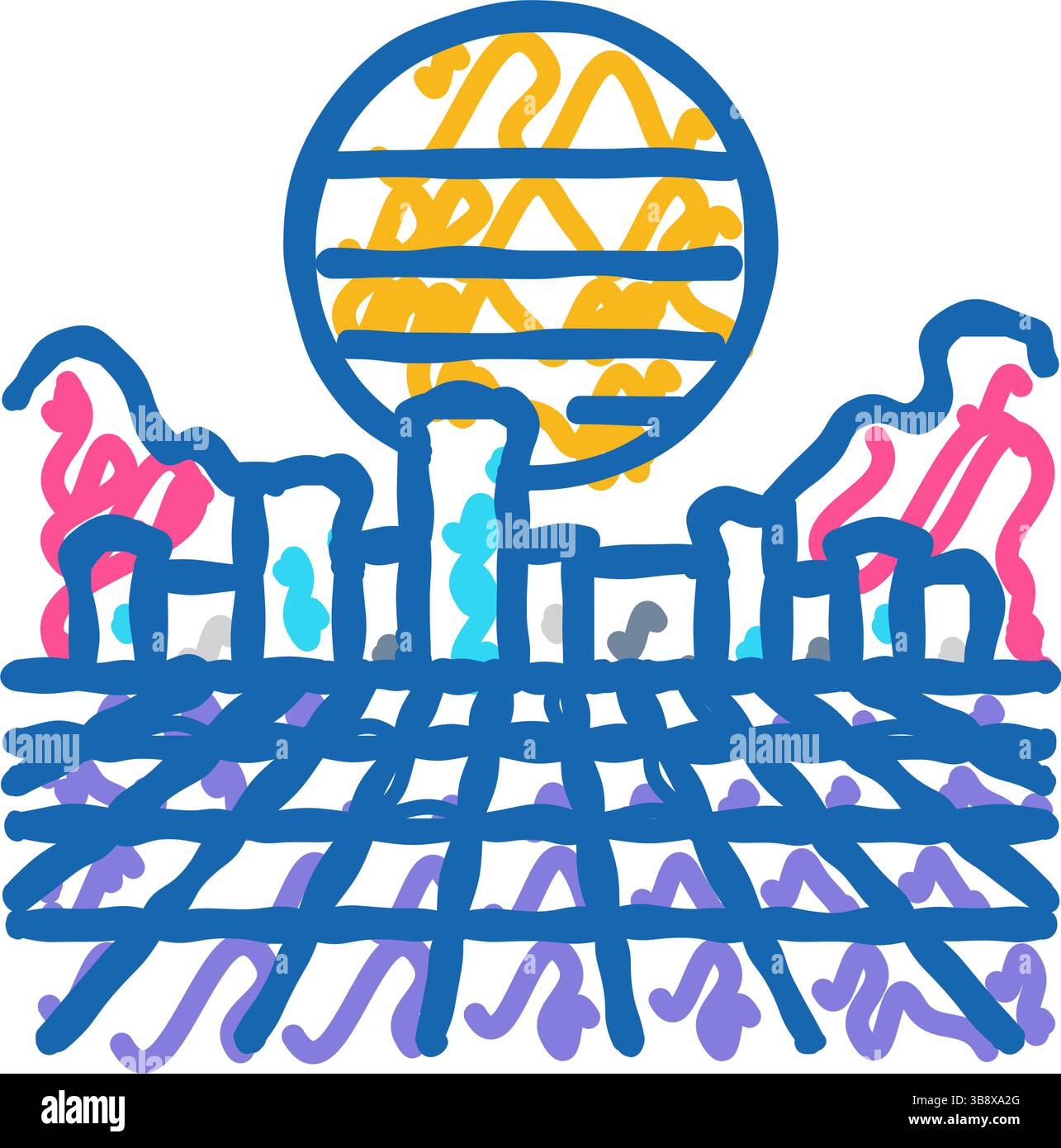 synthwave cyberpunk icon doodle illustration Stock Vector Image & Art ...