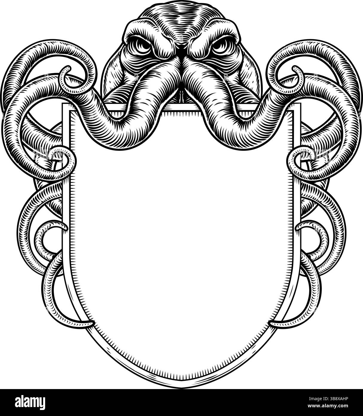 Octopus Cthulhu Heraldic Coat of Arms Shield Stock Vector Image & Art ...
