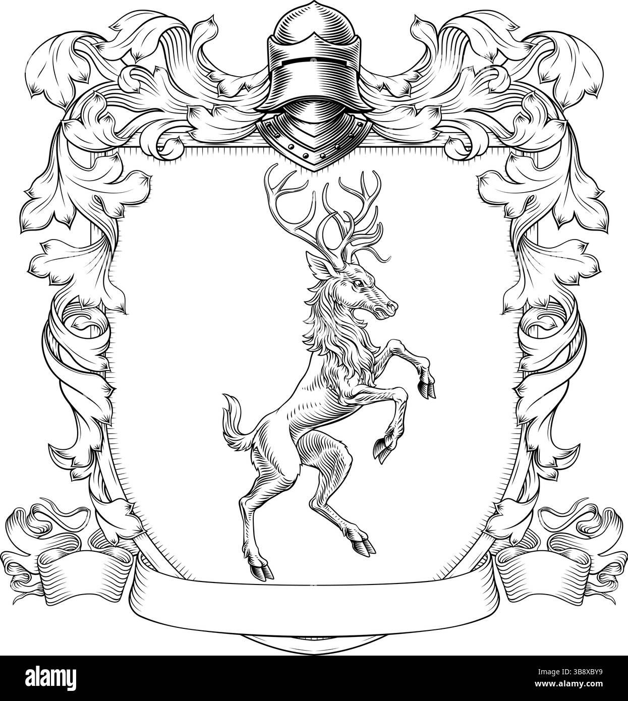 Heraldry Stag Deer Coat of Arms Heraldic Shield Stock Vector Image ...
