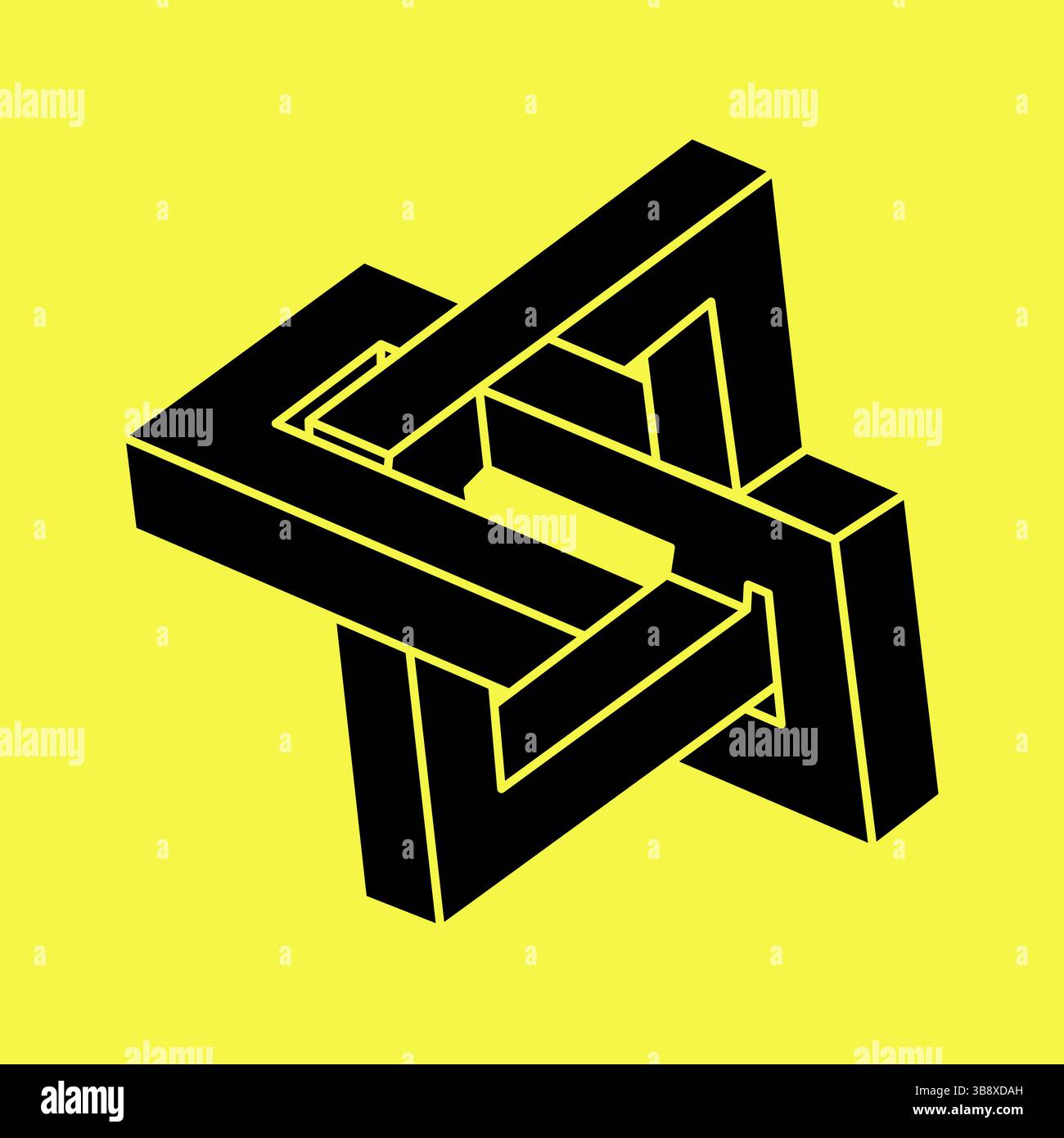 Impossible object. Optical illusion figure. 3d illustration. Geometric ...