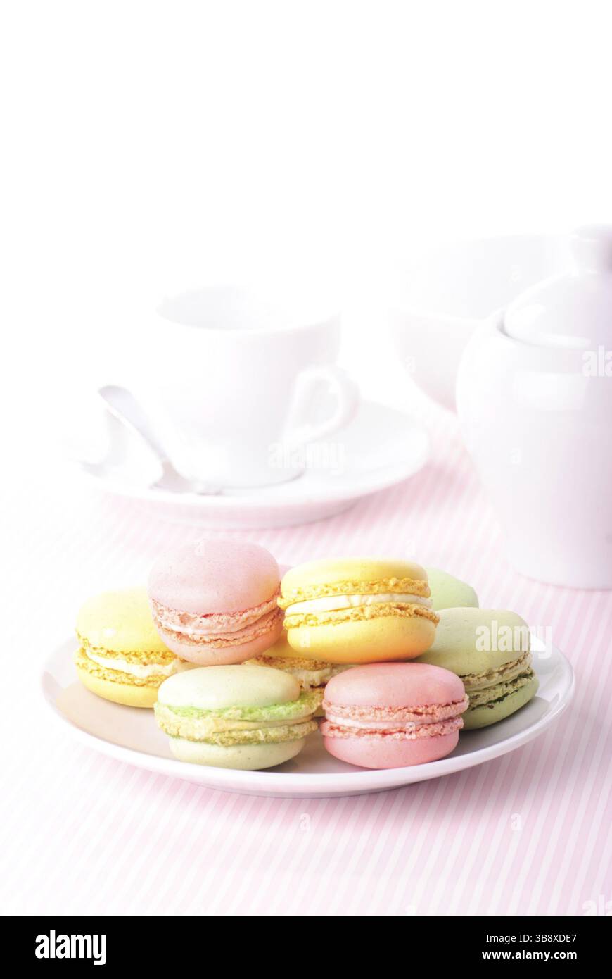 Pink macaroones in row close up Stock Photo - Alamy