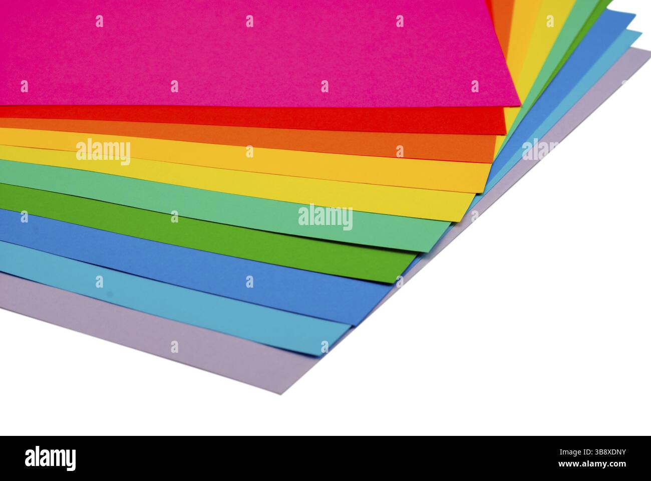 Various color paper stack like a rainbow isolated on white Stock Photo ...