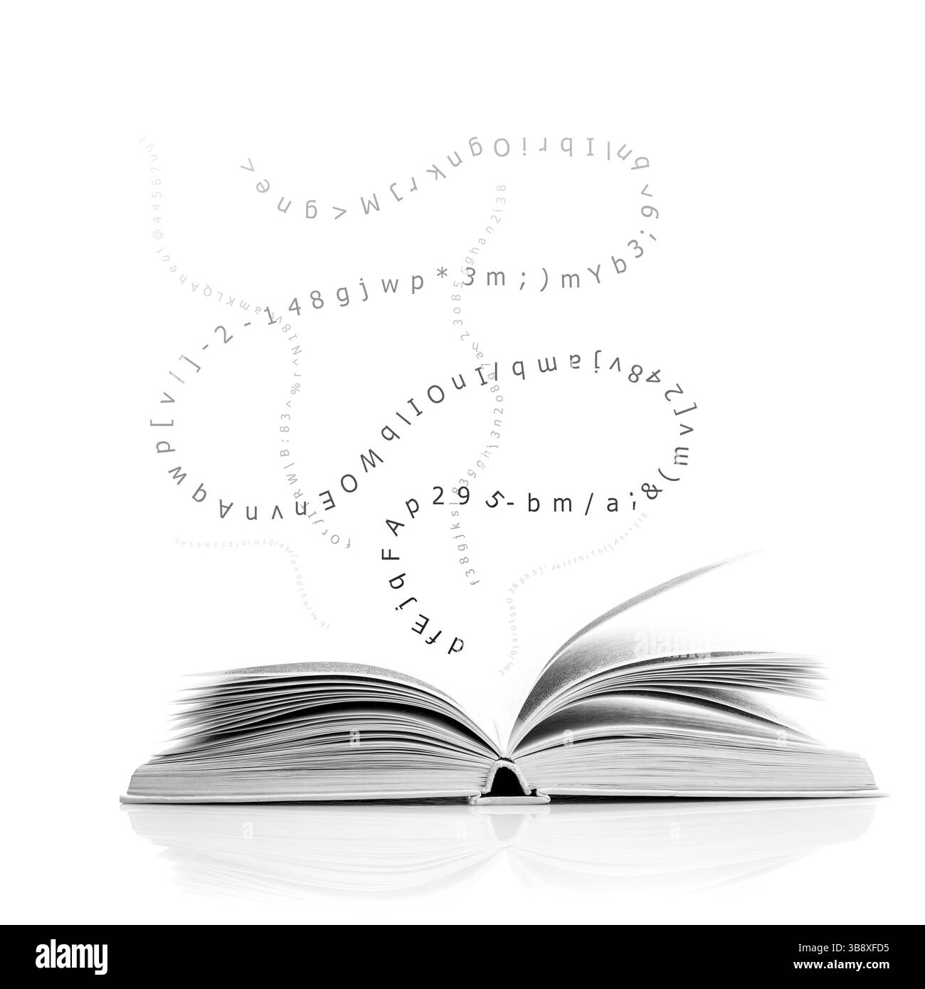 One open book with letters and number, education concept Stock Photo ...