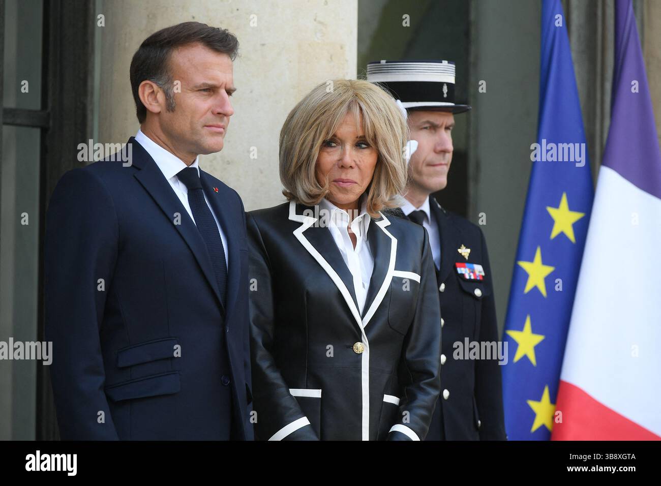 Paris, France. 08th May, 2025. French President Emmanuel Macron and ...