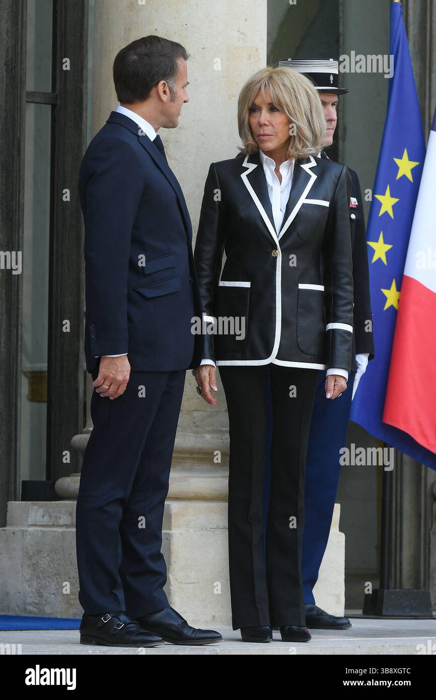 Paris, France. 08th May, 2025. French President Emmanuel Macron and ...