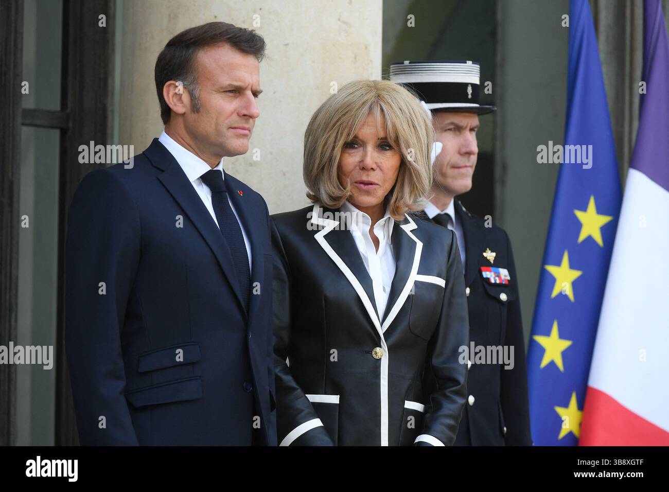 Paris, France. 08th May, 2025. French President Emmanuel Macron and ...