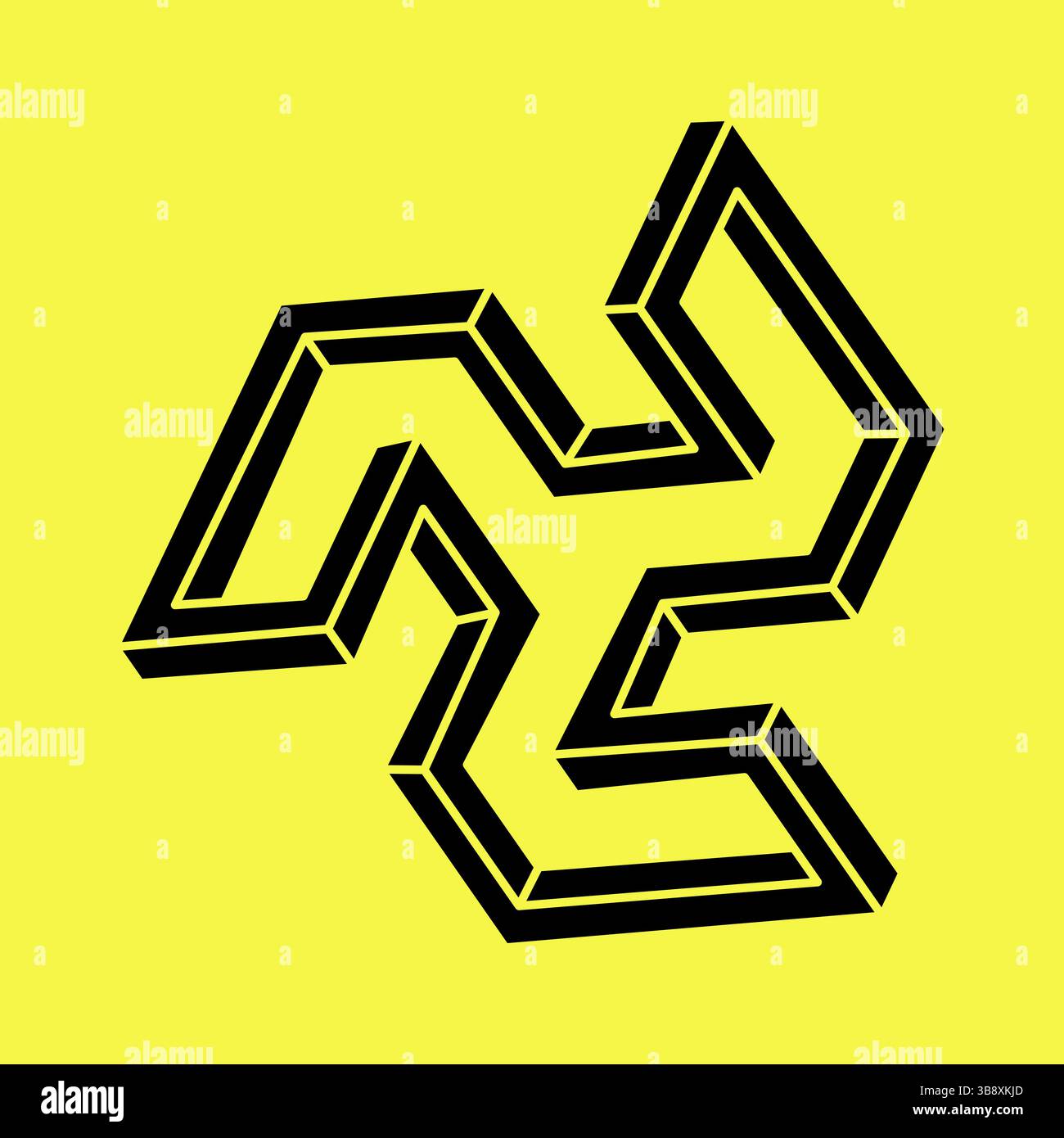 Impossible object. Line geometric shapes. Optical illusion figures ...