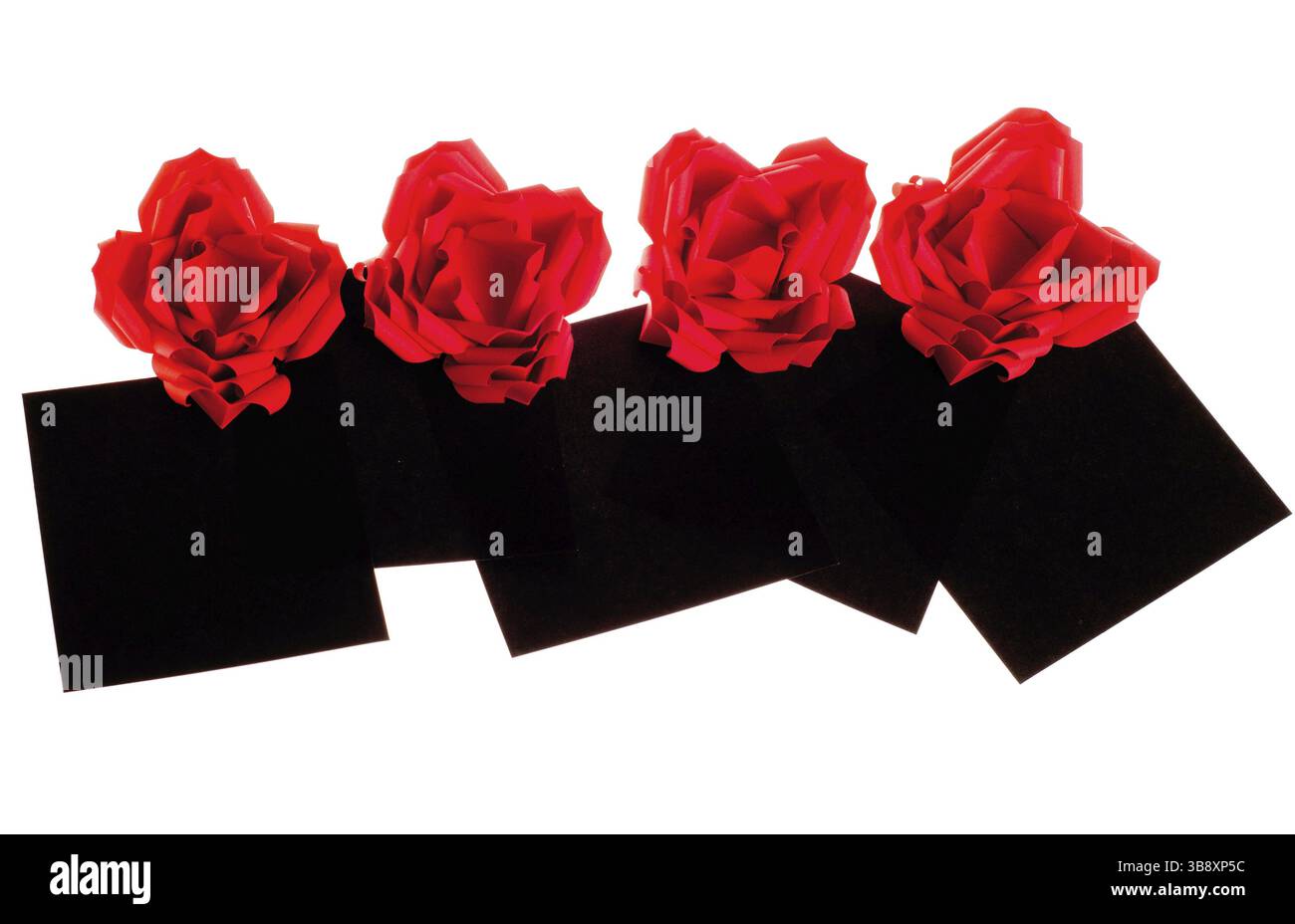 Origami flower red roses and black paper isolated on white Stock Photo ...