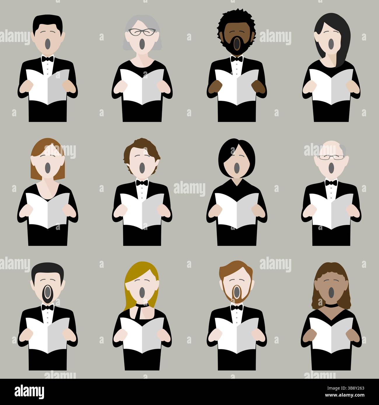 a diverse group of formal choir singer icons Stock Vector Image & Art ...