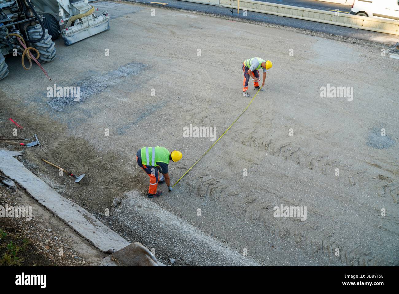 Asphalt paver markings hi-res stock photography and images - Alamy