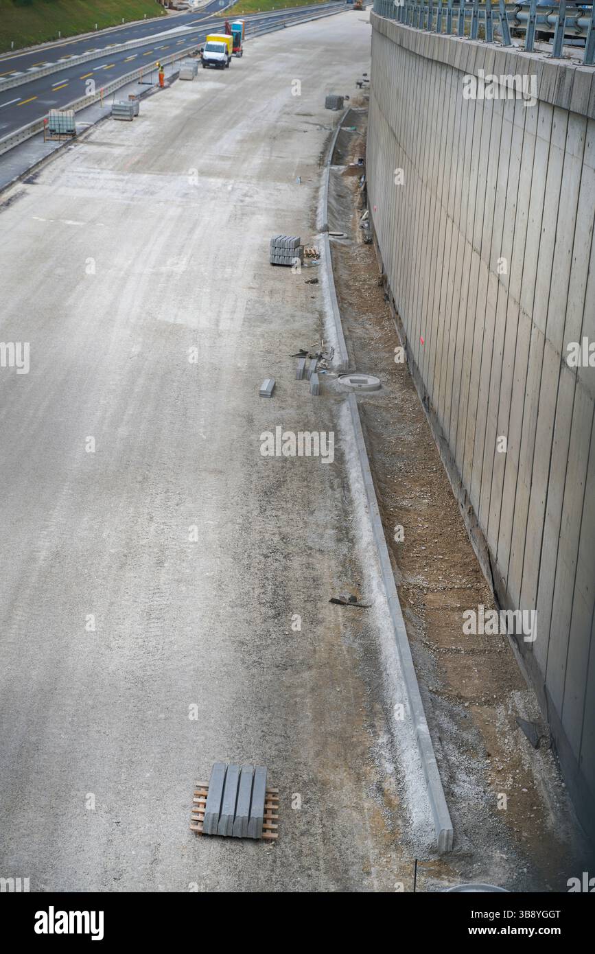 Showcasing Highway Lane Construction Process: Prepared Surface ...