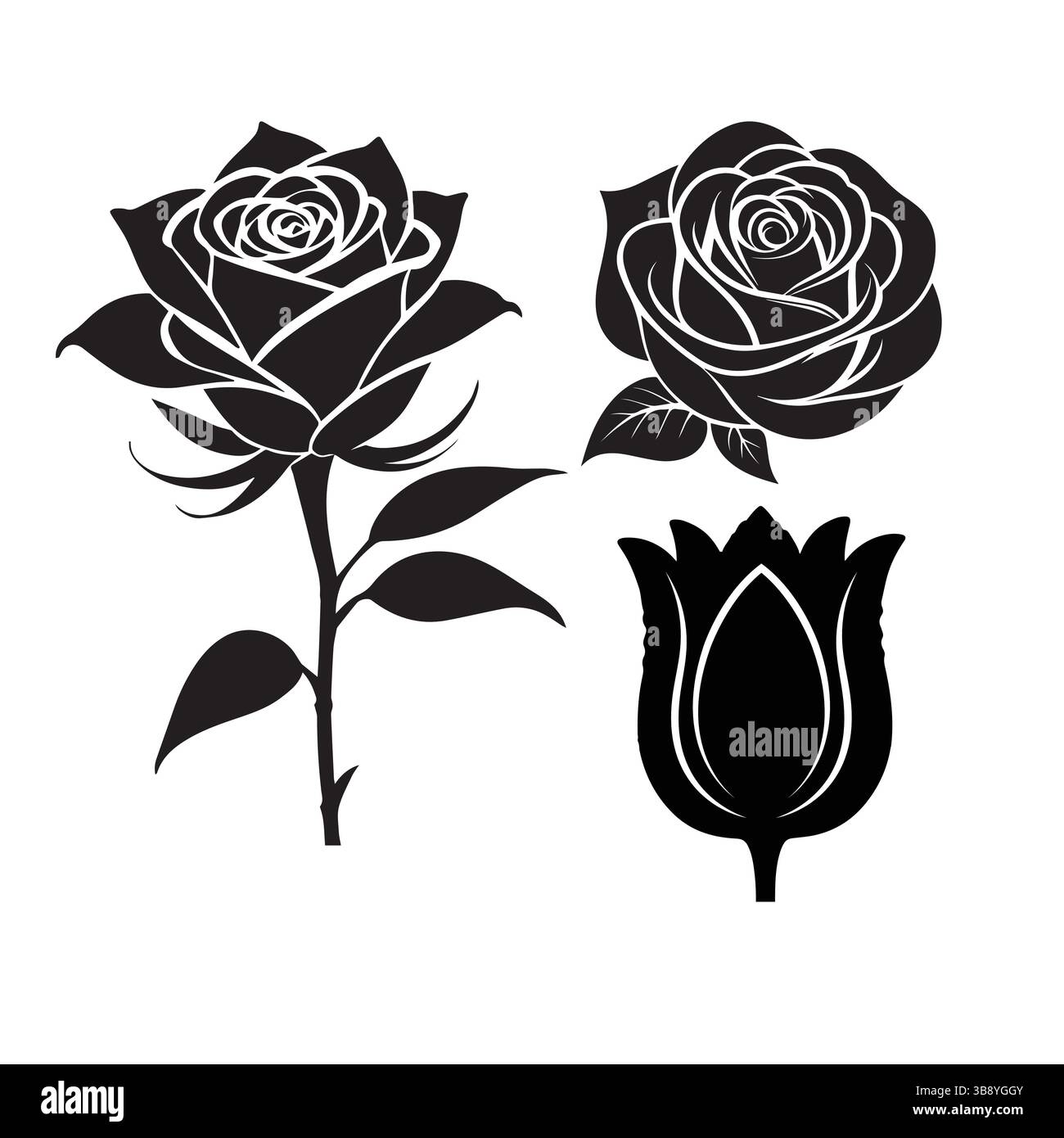 Silhouette rose clipart hi-res stock photography and images - Alamy