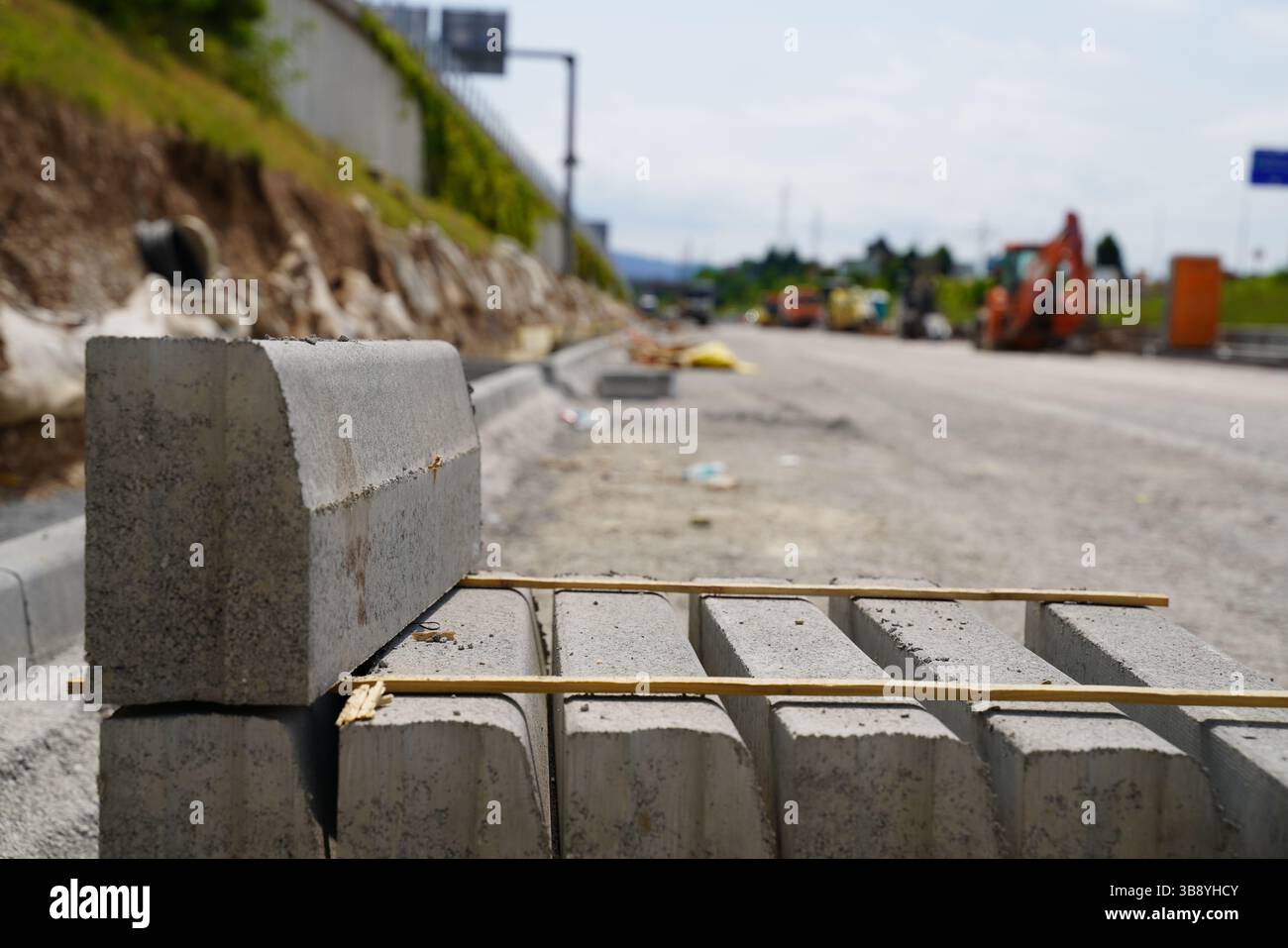 Closeup Photo of Stack of Road Curbs Ready for Installation at Highway ...