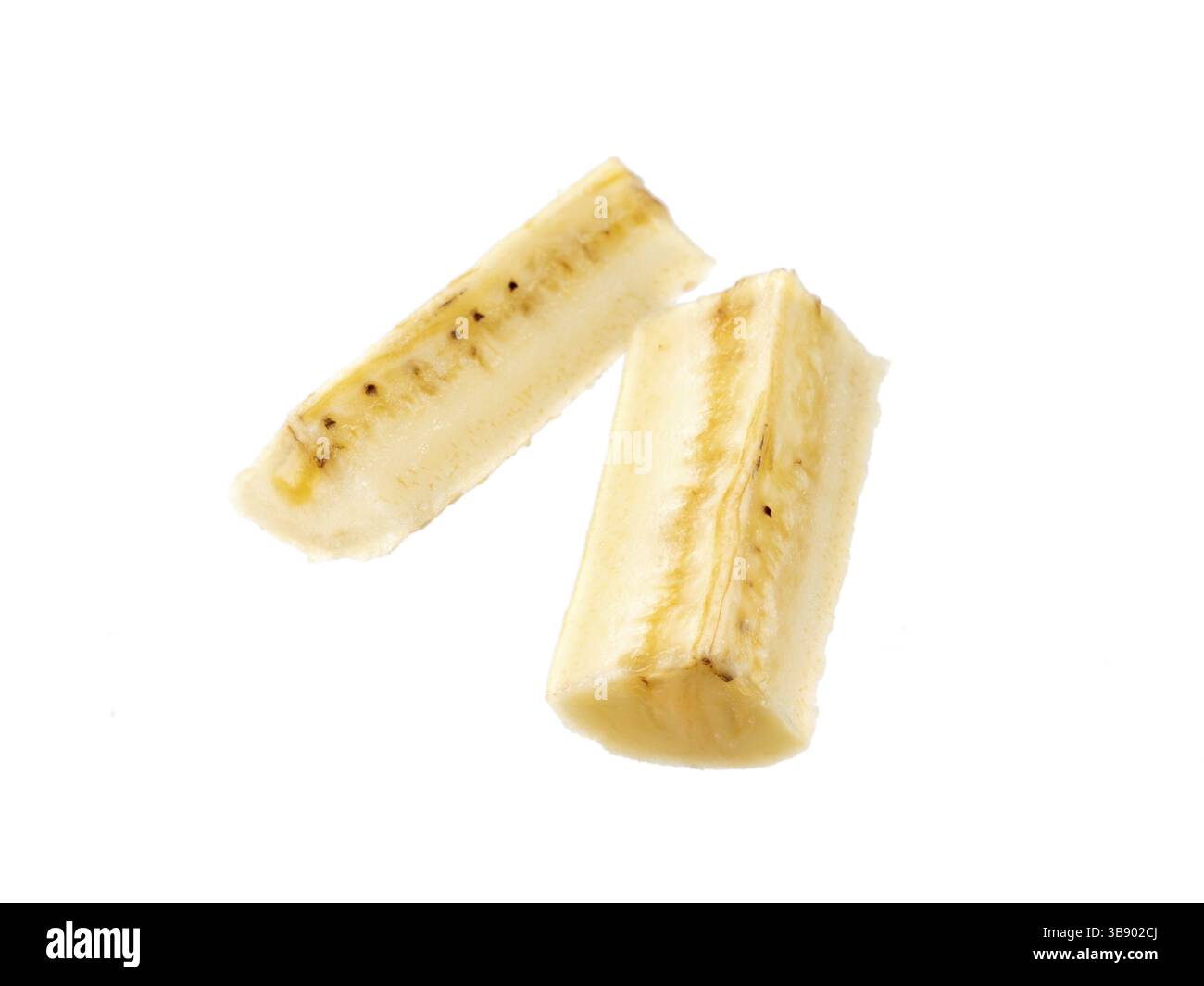 Two banana fourth slices, isolated on white background with clipping ...
