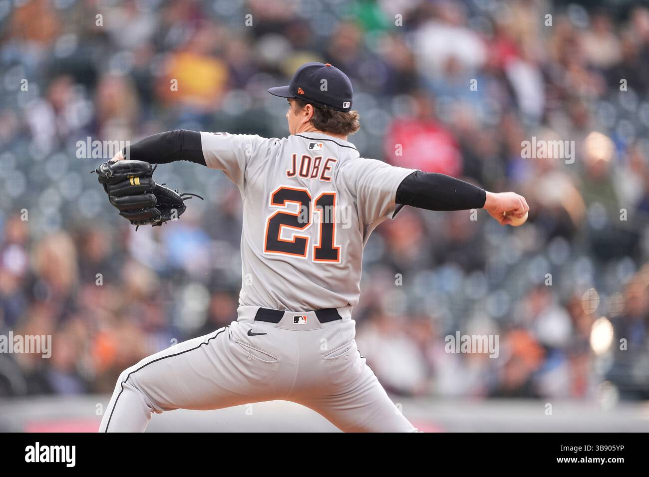Detroit Tigers starting pitcher Jackson Jobe (21) in the first inning ...