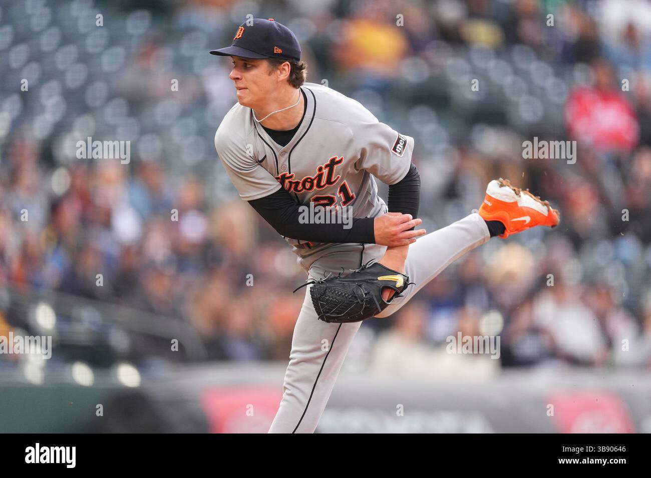 Detroit Tigers starting pitcher Jackson Jobe (21) in the first inning ...