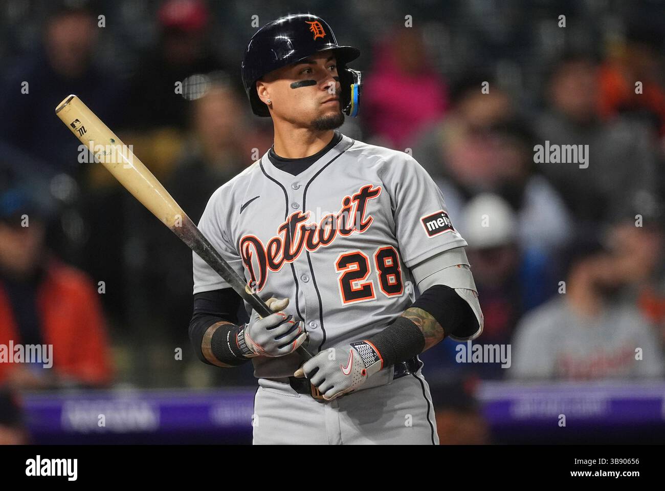 Detroit Tigers center fielder Javier Báez (28) in the sixth inning of a ...