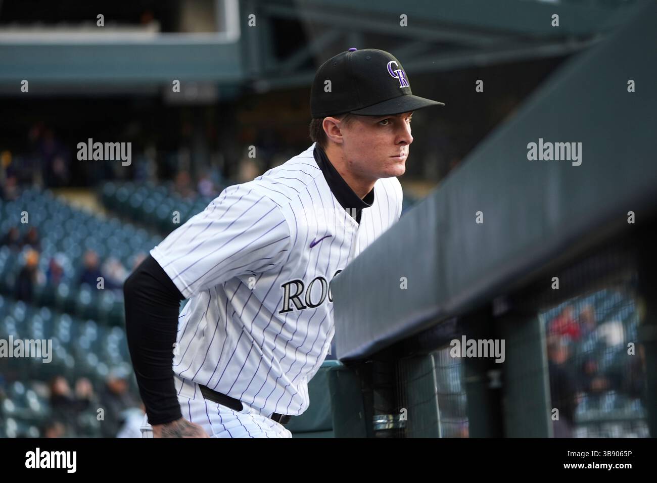 Colorado Rockies right fielder Mickey Moniak (22) in the first inning ...