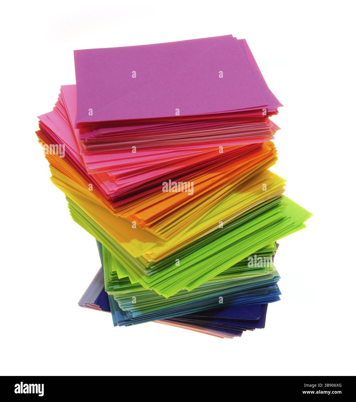 Various color paper stack like a rainbow isolated on white Stock Photo ...