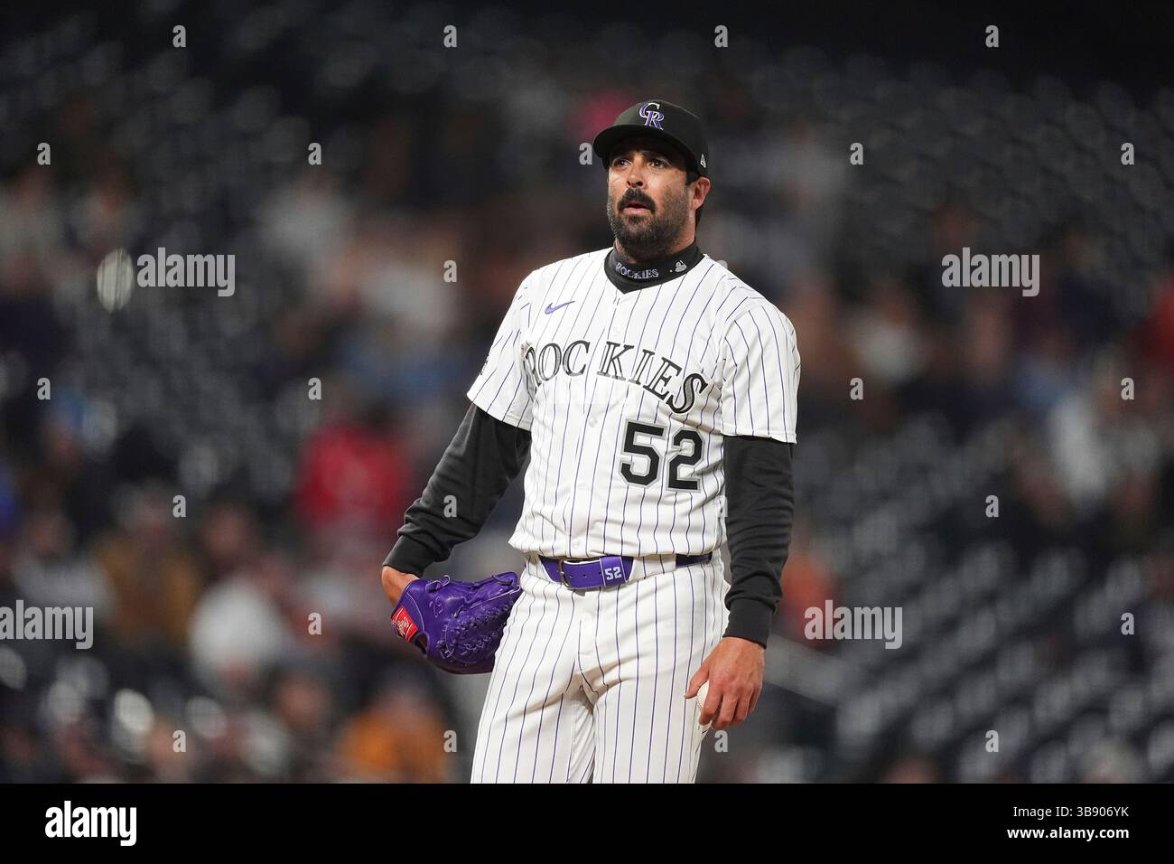 Colorado Rockies relief pitcher Scott Alexander (52) in the seventh ...