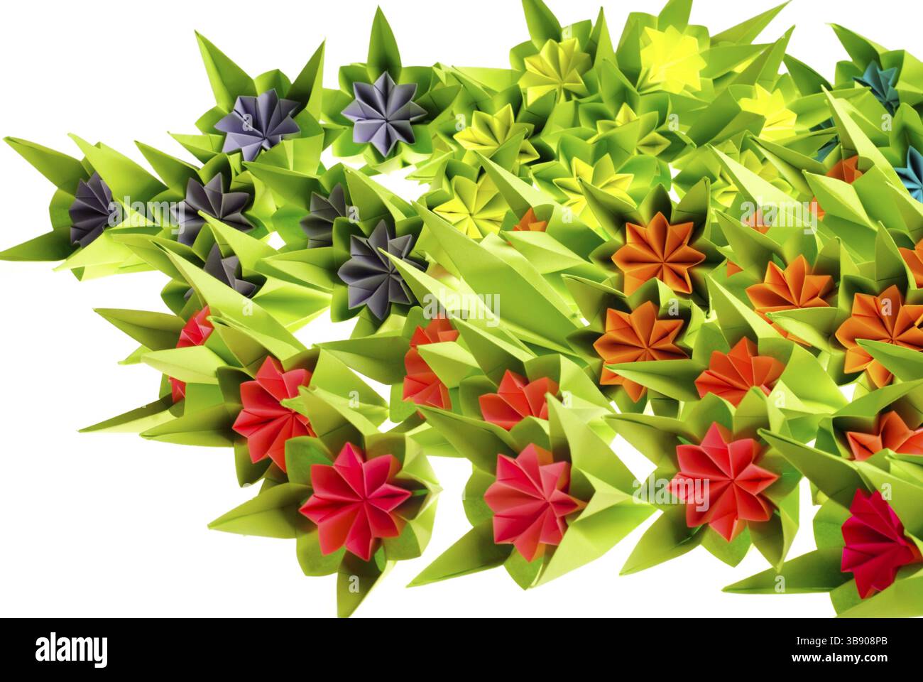 Origami bunch of various flowers close up background Stock Photo - Alamy