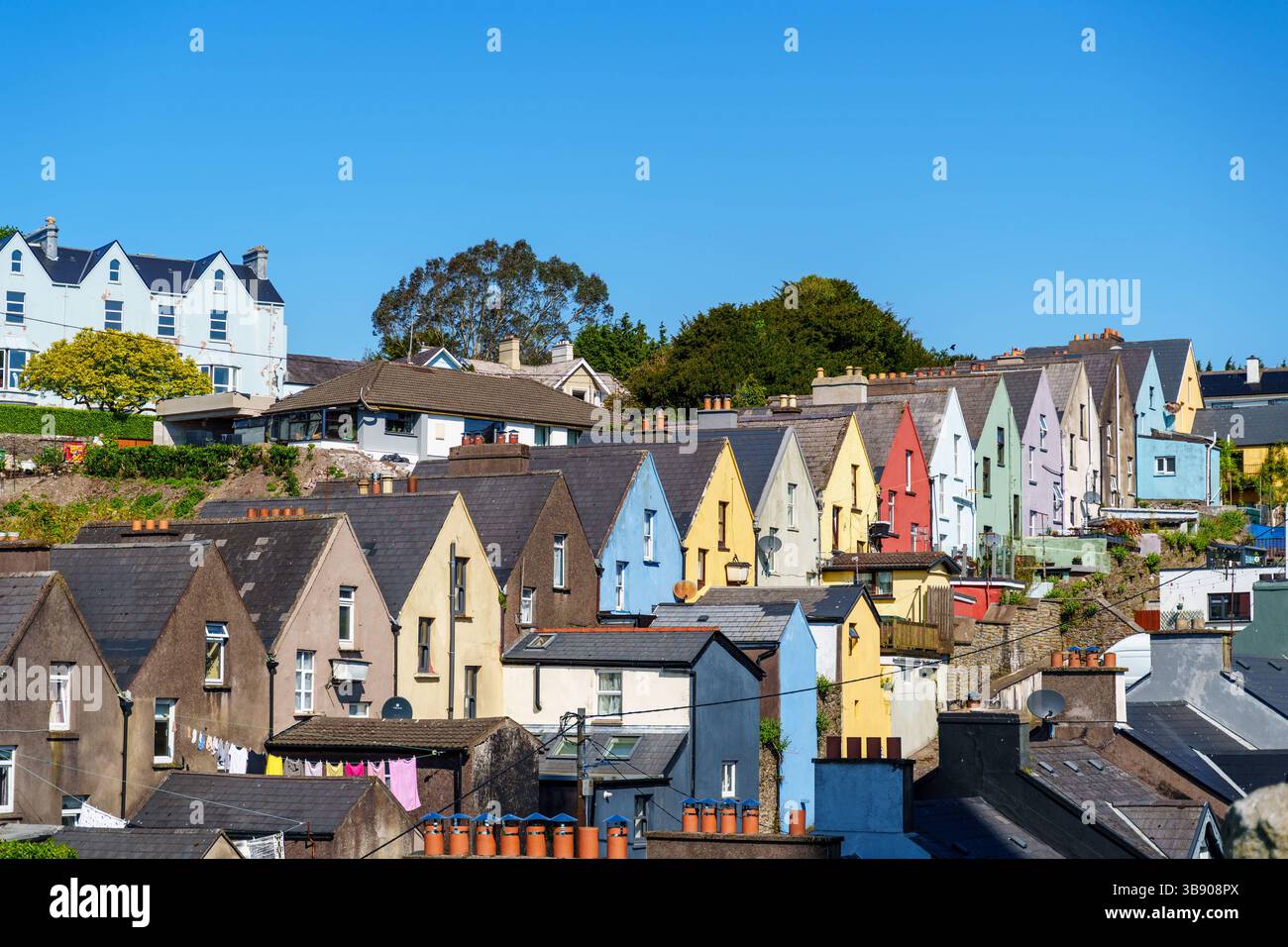 Cobh, Ireland - 1 May 2025: The colorful terraced houses of Cobh - a ...