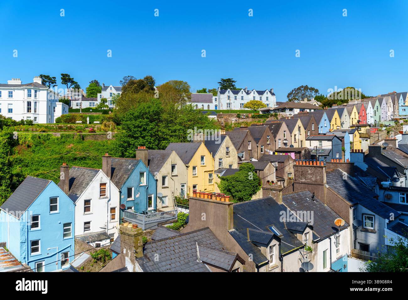 Cobh, Ireland - 1 May 2025: The colorful terraced houses of Cobh - a ...