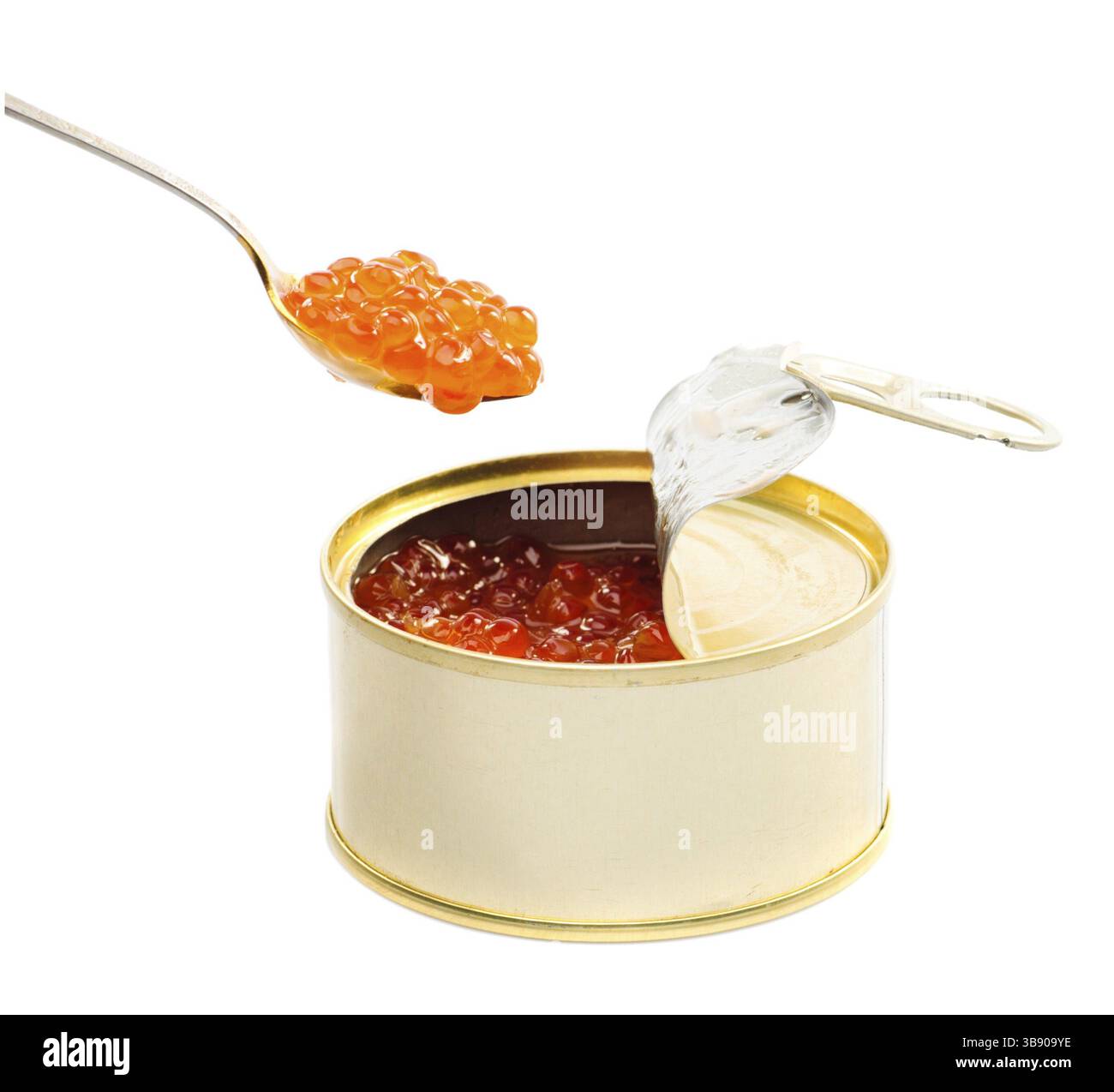 Red caviar in metal can isolated on whiate background Stock Photo - Alamy