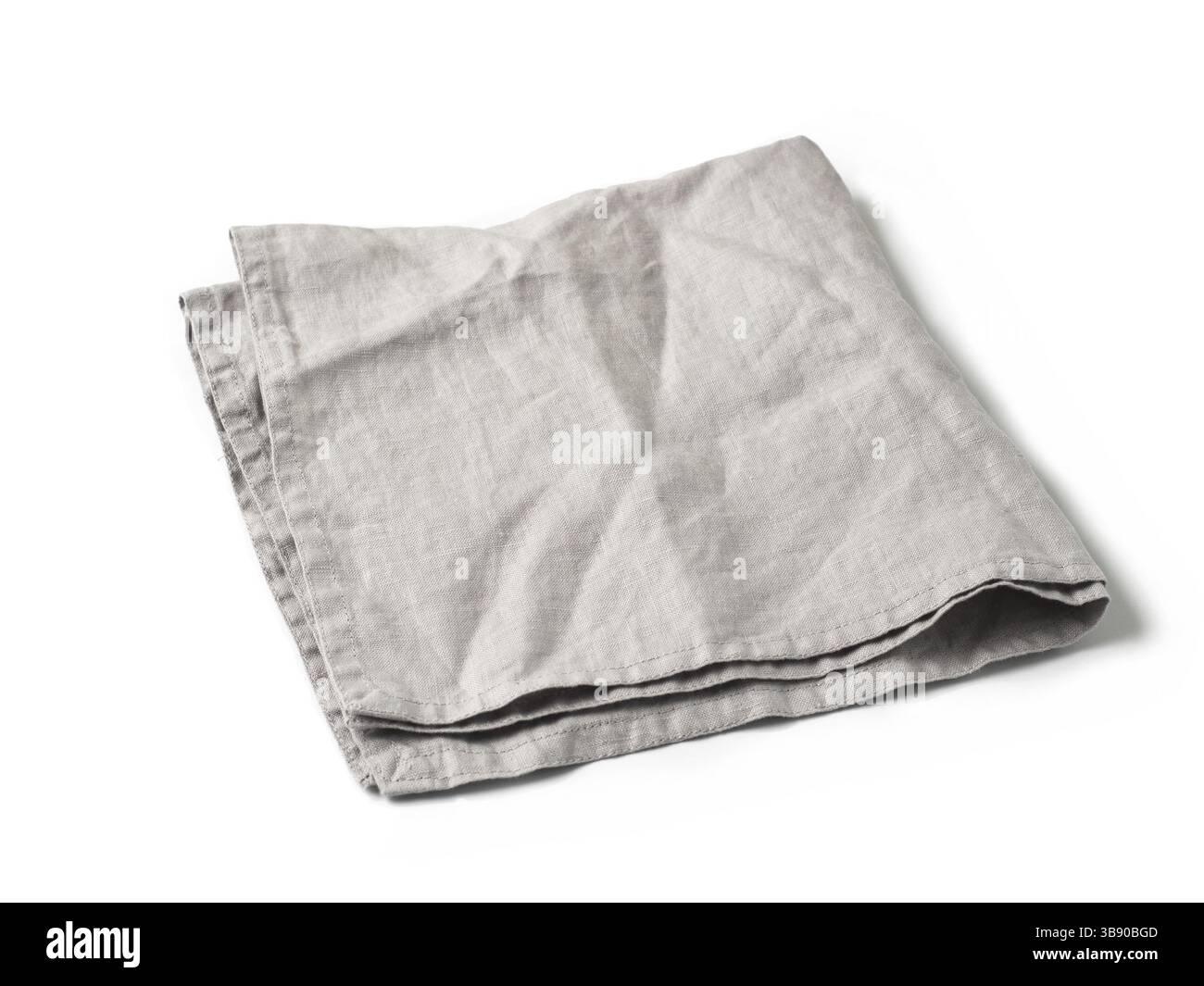 Side view on folded gray linen napkin isolated on white background ...