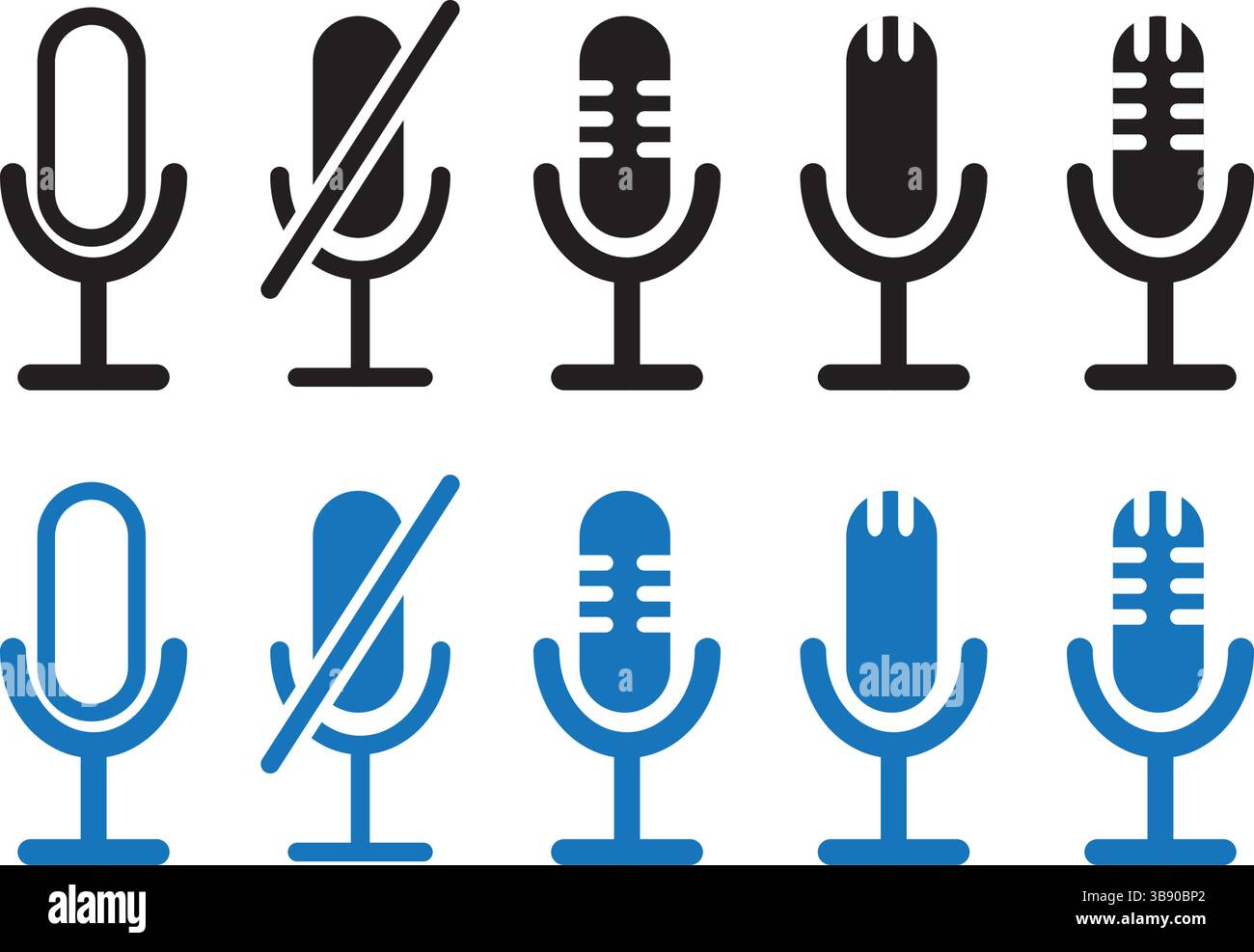 Microphone icons set with editable stroke Stock Vector Image & Art - Alamy