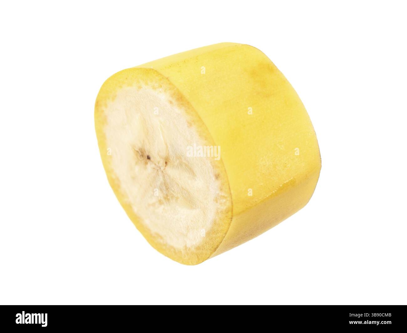 One banana slice, unpeeled. Isolated on white background with clipping ...
