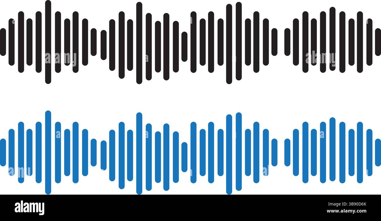 Sound and audio wave icons set with radio and song wave symbols ...