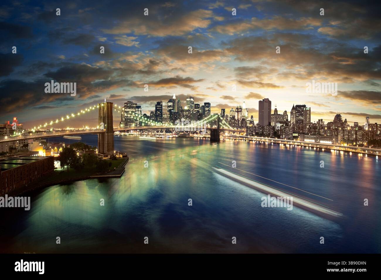 Great city view in the evening lights Stock Photo - Alamy