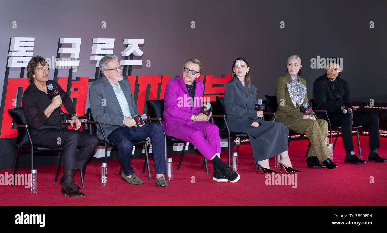 Seoul, South Korea. 8th May, 2025. (L to R) Actor Tom Cruise, film ...