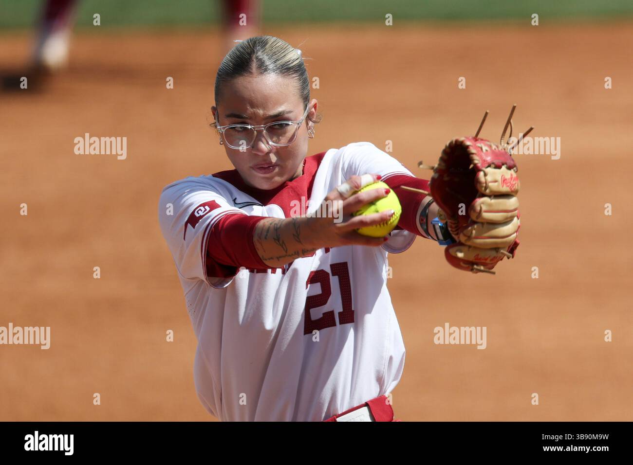 ATHENS, GA - MAY 08: Oklahoma starting pitcher Sam Landry (21) winds up ...